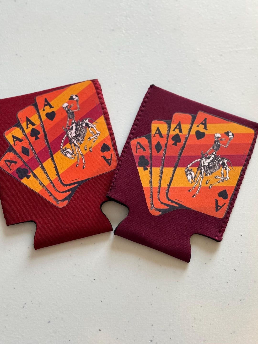 Wrangling Skeleton Cowboys Ace Card Rodeo Can Coolers, Cowboy Beer ...