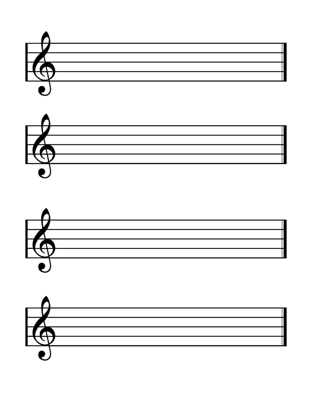 Blank Music Sheet With Treble Clef - Etsy