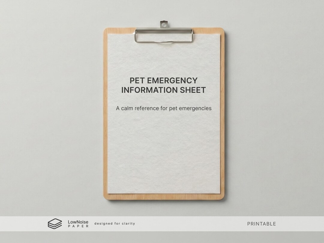 Printable Pet Emergency Information Sheet | Medical Info Reference (A4 ...