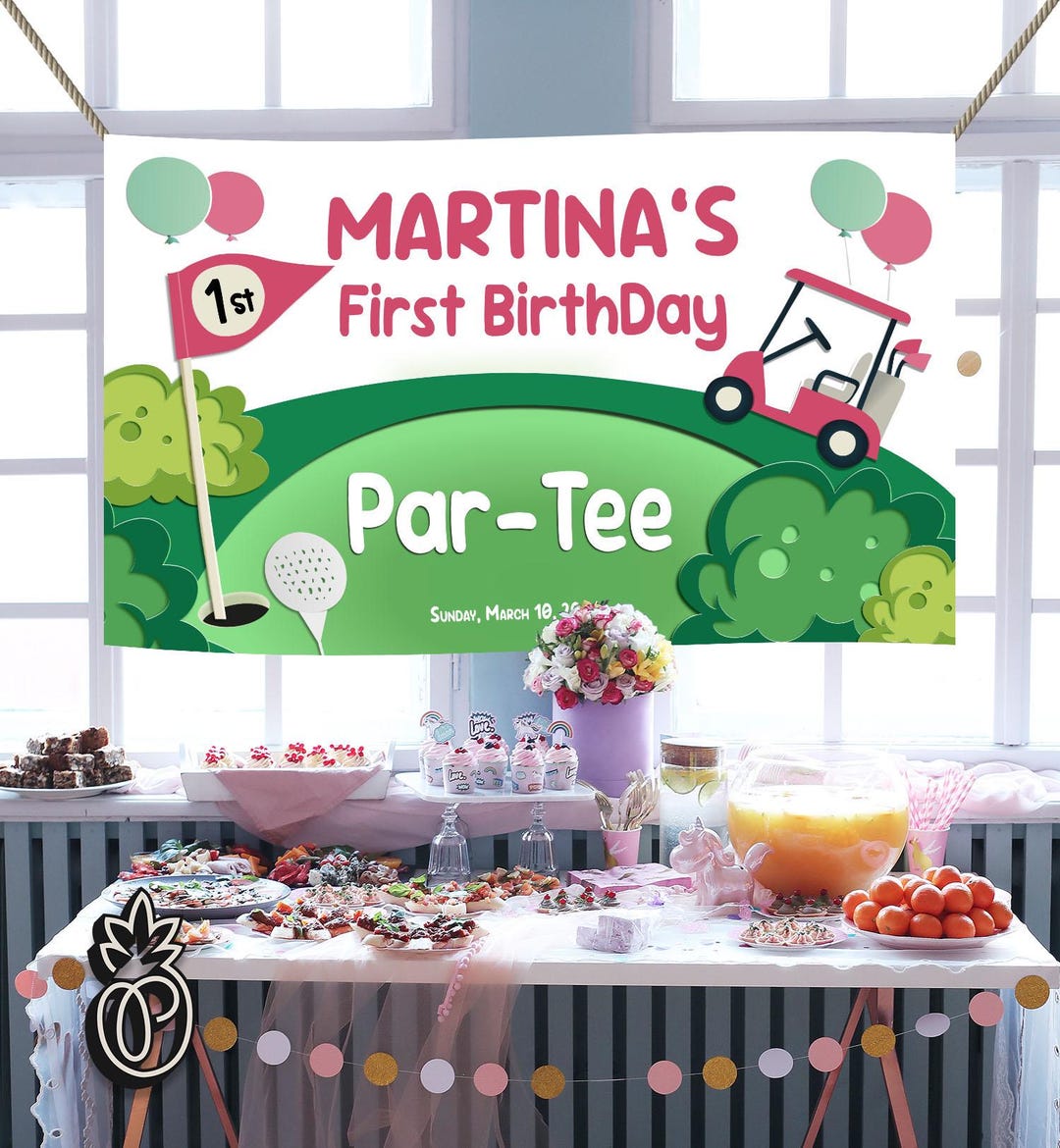 Editable Hole in One Backdrop Banner, Golf Birthday Girl, First ...