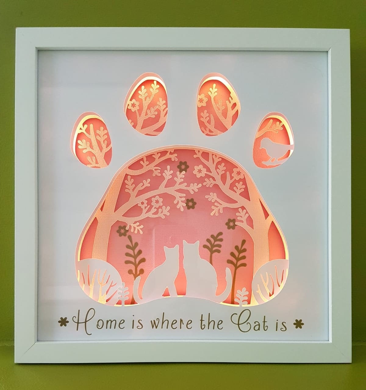 Cat Paw Shadow Box art en papier superposé cadeau des - Etsy France