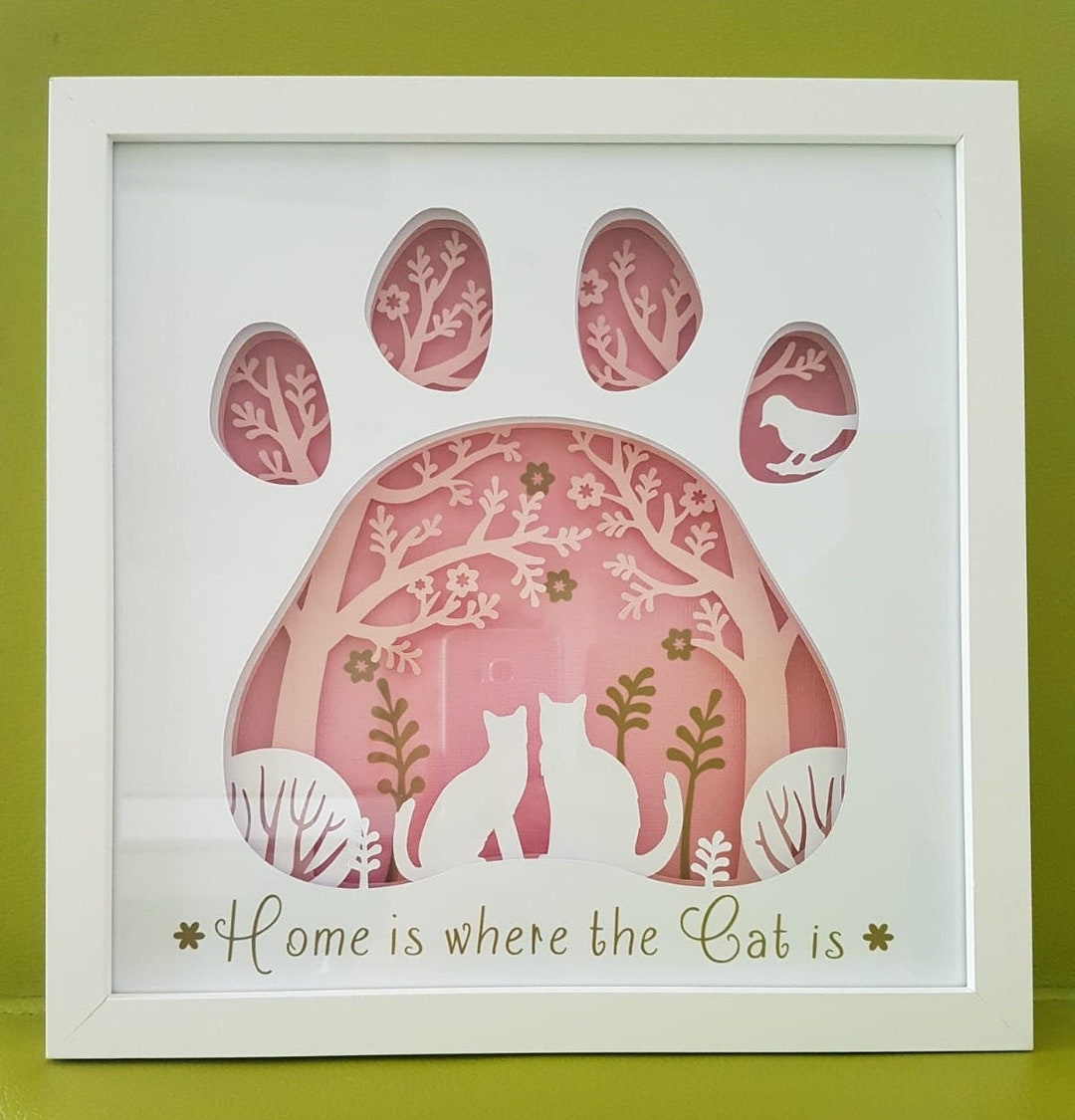 Cat Paw Shadow Box art en papier superposé cadeau des - Etsy France