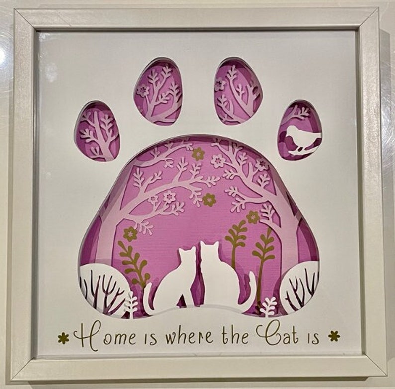 Cat Shadow Box, Layered Paper Art, Cat Lovers Gift - Etsy UK