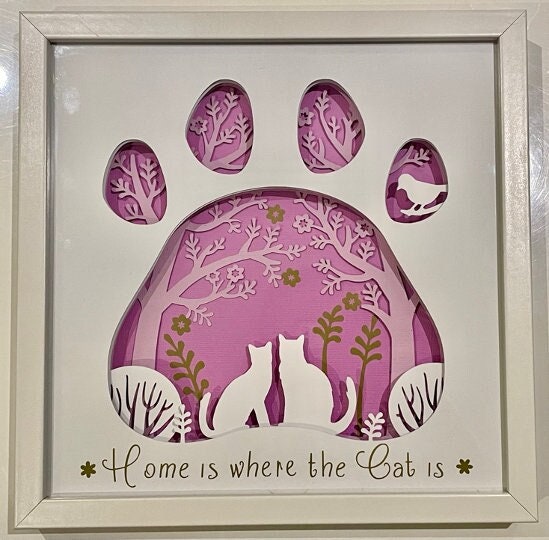 Cat Shadow Box, Layered Paper Art, Cat Lovers Gift - Etsy UK