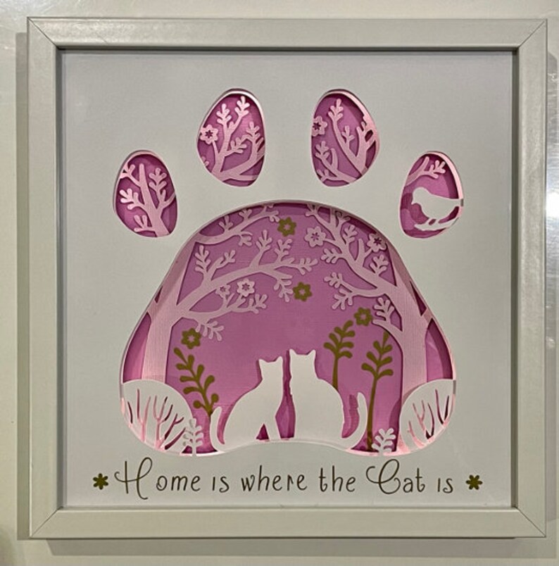Cat Shadow Box, Layered Paper Art, Cat Lovers Gift - Etsy UK