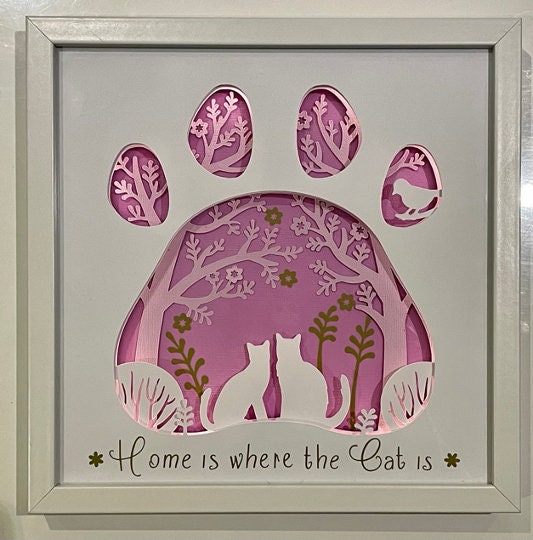 Cat Shadow Box, Layered Paper Art, Cat Lovers Gift - Etsy UK
