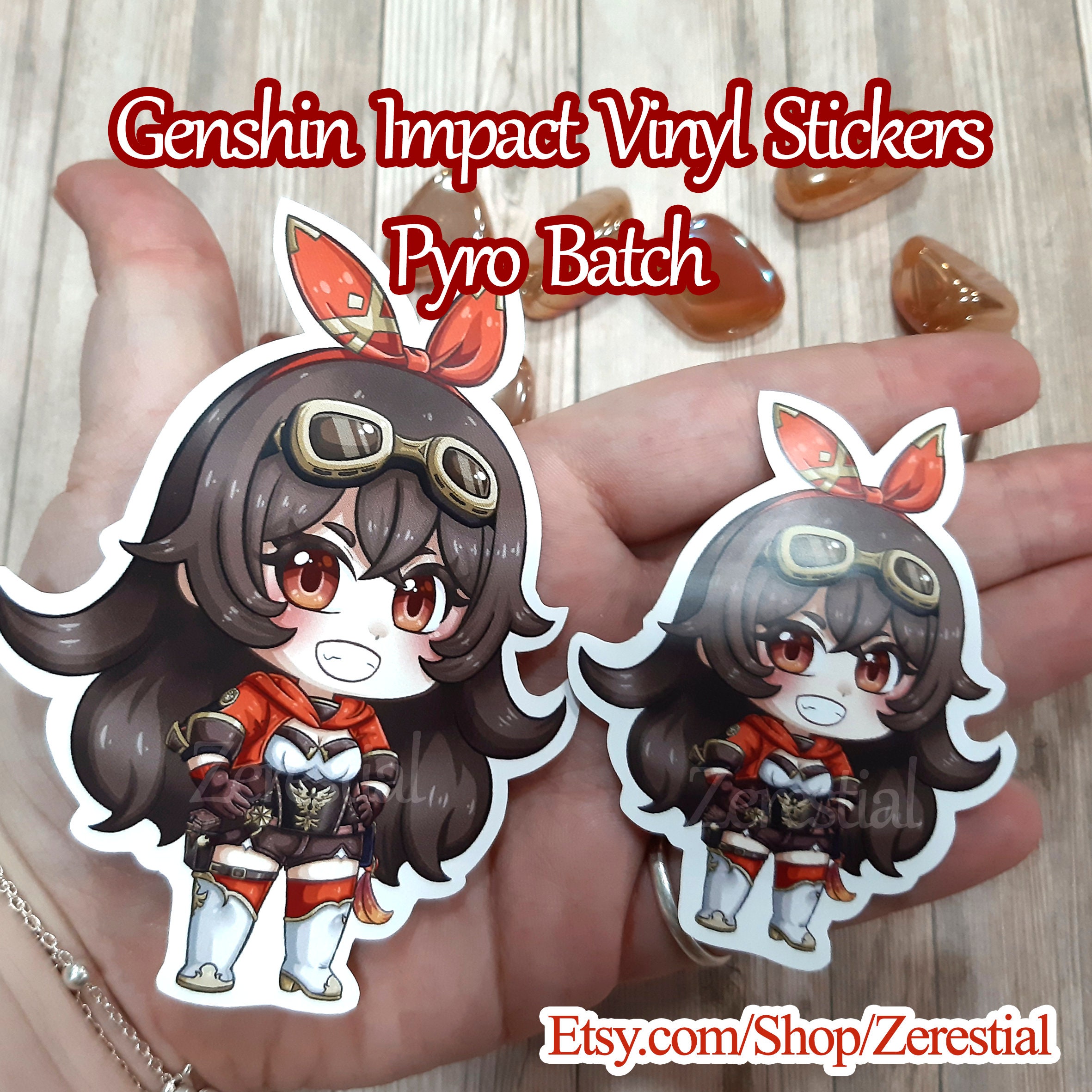 Genshin Impact Vinyl Stickers Pyro Batch | Etsy