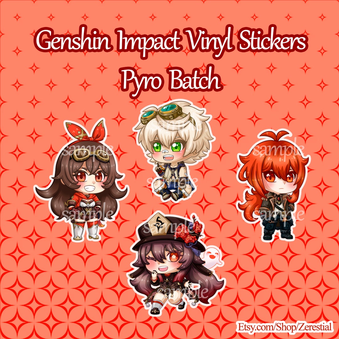 Genshin Impact Vinyl Stickers Pyro Batch - Etsy