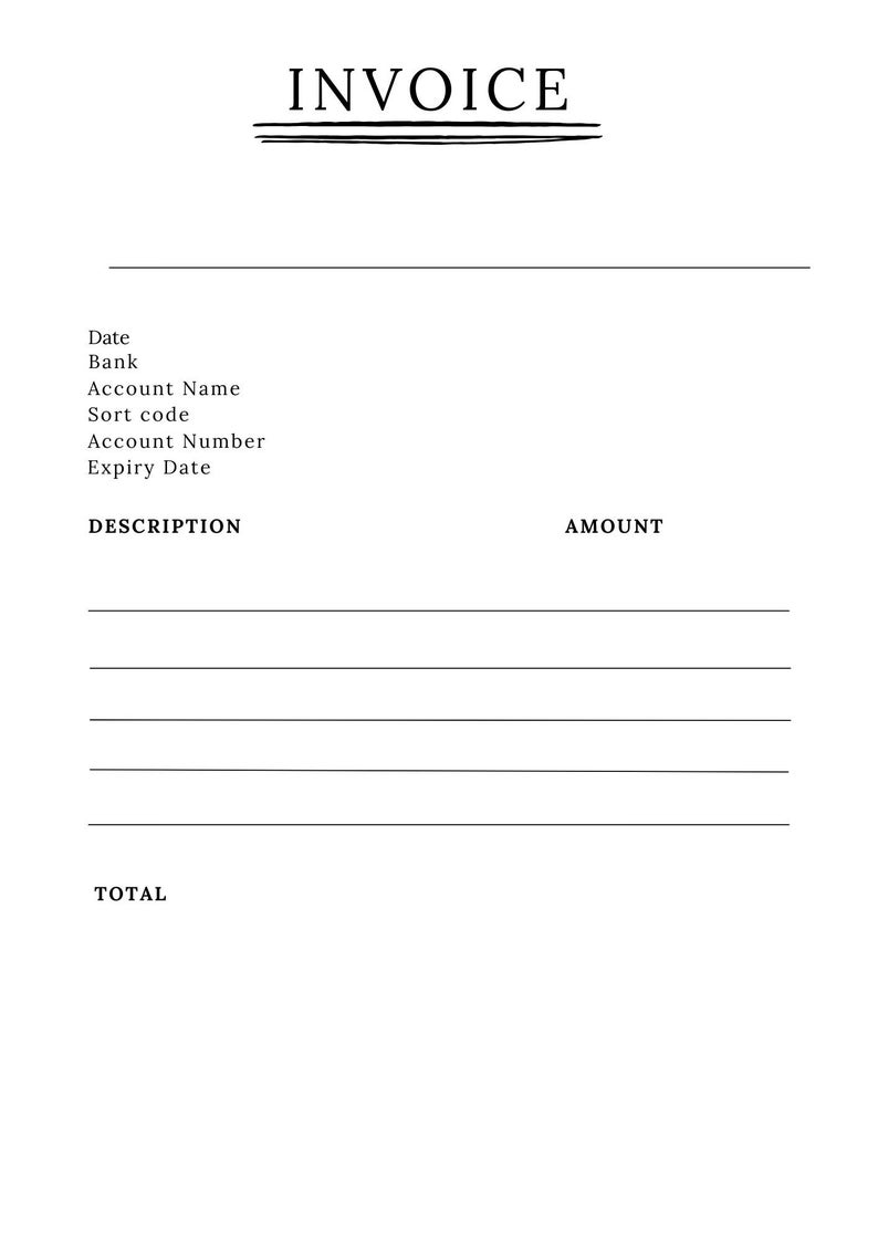 Digital Download INVOICE TEMPLATE - Etsy