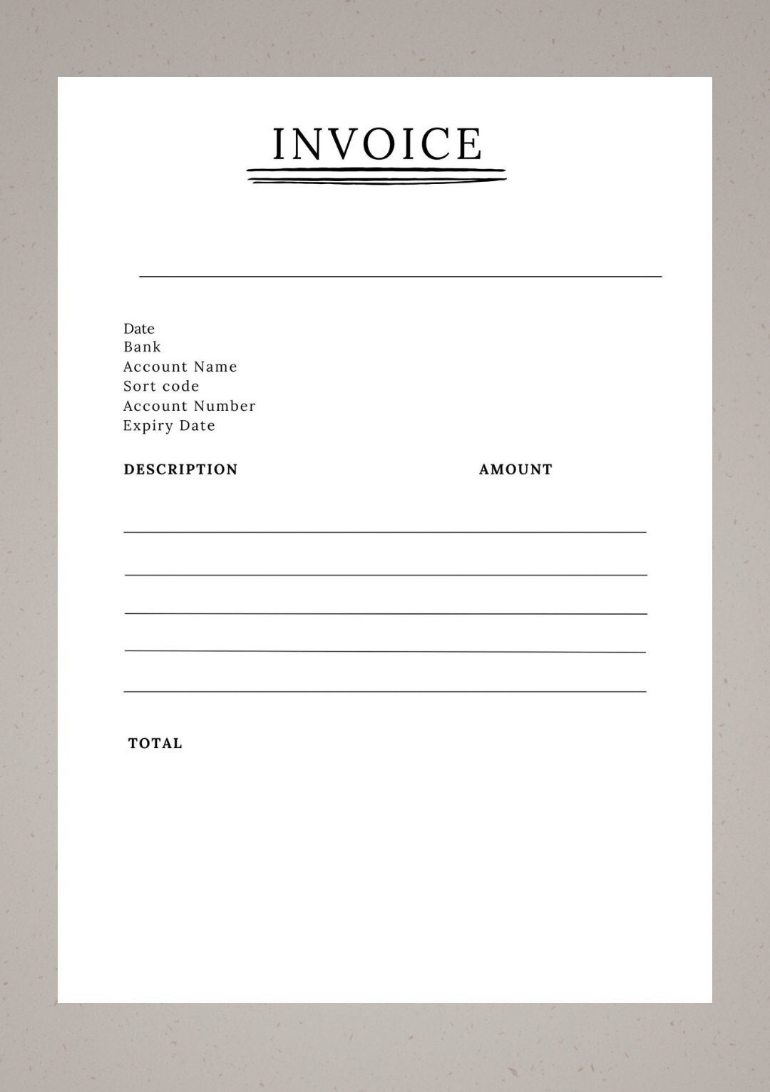 Digital Download INVOICE TEMPLATE - Etsy