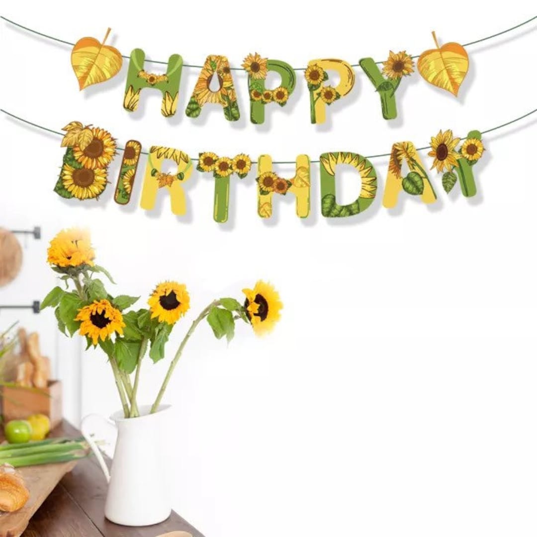 Sunflower Happy Birthday Banner,sunflower Birthday Decoration,fall ...