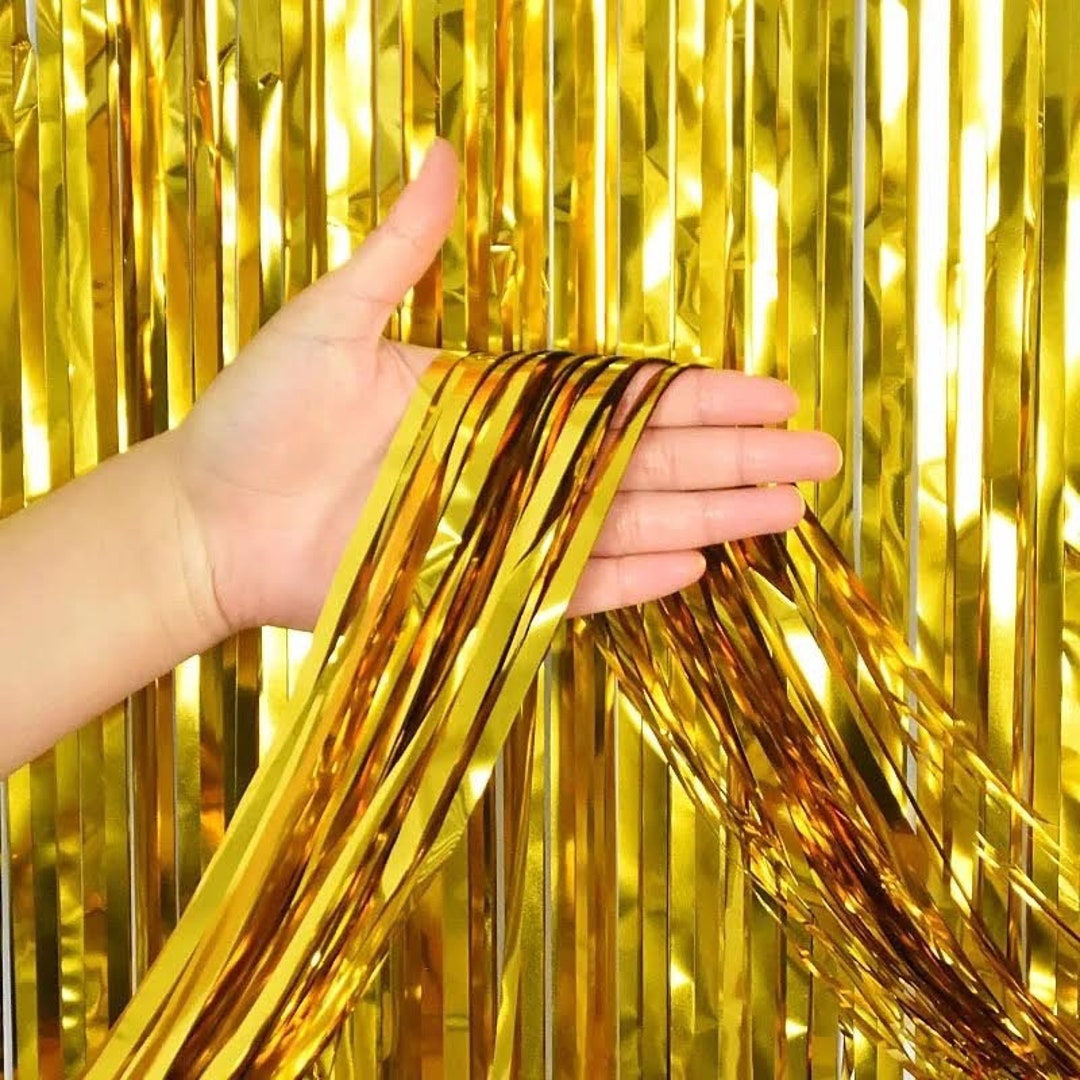 3 Packs Gold Fringe Foil Curtains for Party Photo Backdrop, Wedding ...