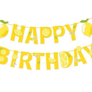 Lemon Citrus Happy Birthday Banner,lemon Theme Birthday Decorations ...
