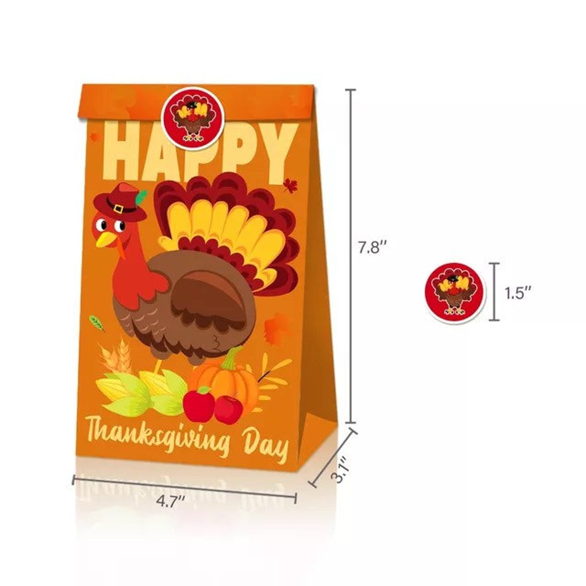 Thanksgiving Party Favor Treat Bags With Stickersfall Autumn - Etsy