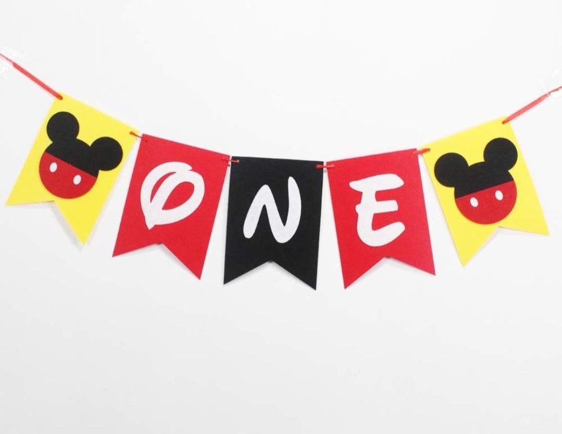 Mickey Mouse Theme One Garland Banner for First Birthday - Etsy