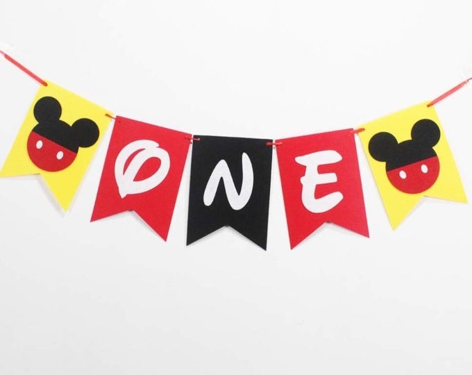 Mickey Mouse Theme One Garland Banner for First Birthday Party,mickey ...
