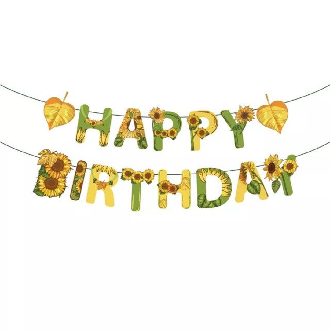 Sunflower Happy Birthday Banner: Fall Theme Party Decor - Etsy
