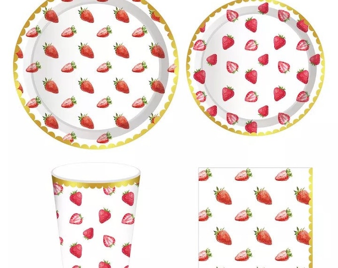 BAVARIA Plate STRAWBERRIES Sweet Meat DISH Gold Red Green and White App ...