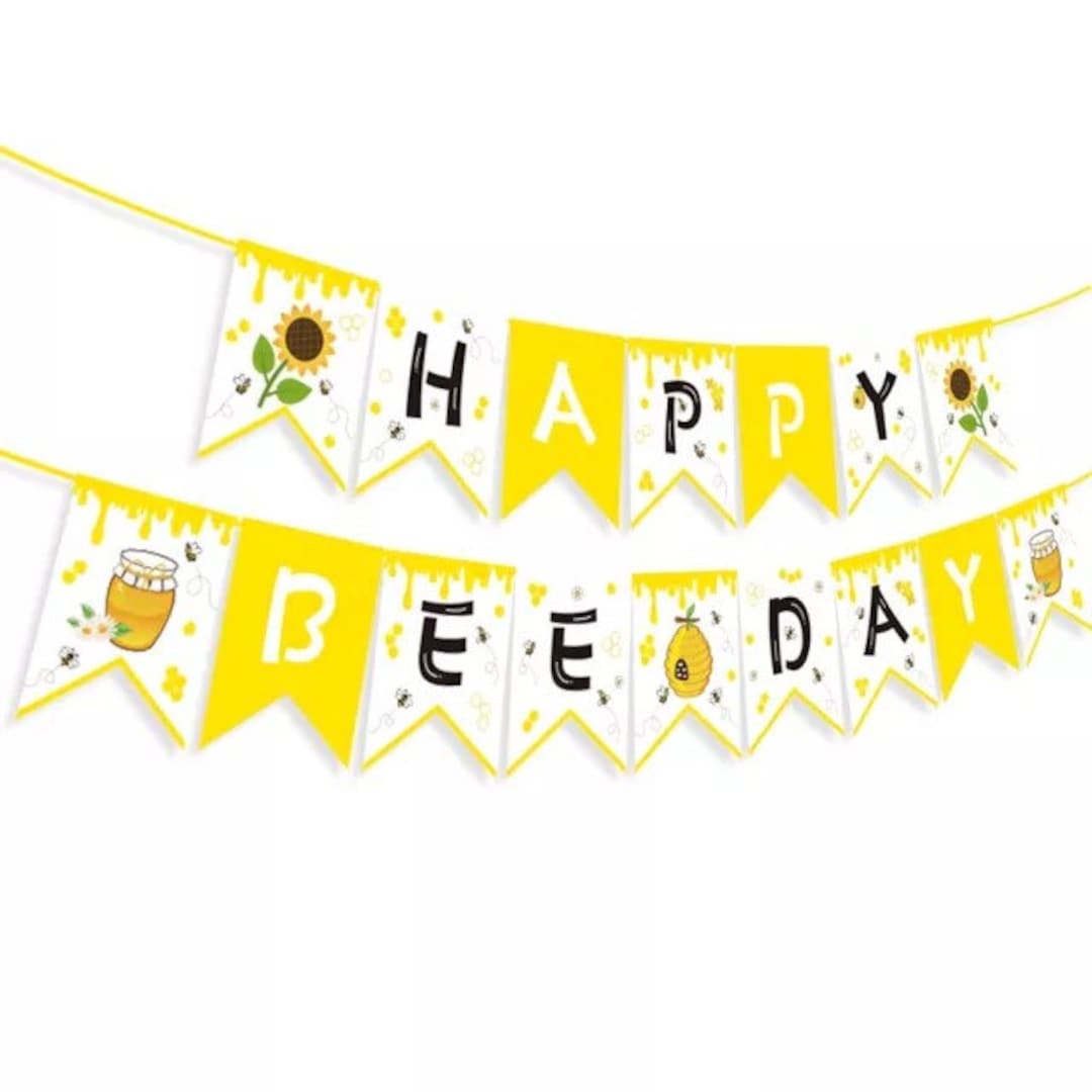 Happy Bee Day Garland Banner, Bee Day Birthday Decorations,sunflower ...
