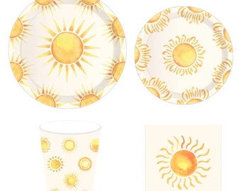 6 Sunshine Paper Plates, Sun Party Plates, Spring Garden Tea Party ...