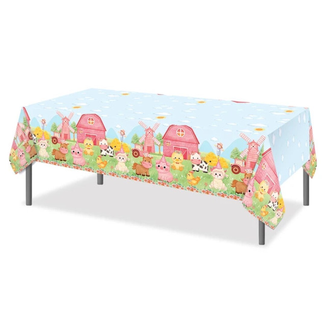 Farm Barnyard Plastic Tablecloth,farm Animals Table Cover,barnyard ...