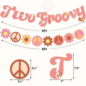 Two Groovy Party Garland Banner Photo Booth Backdrop Garland Retro ...