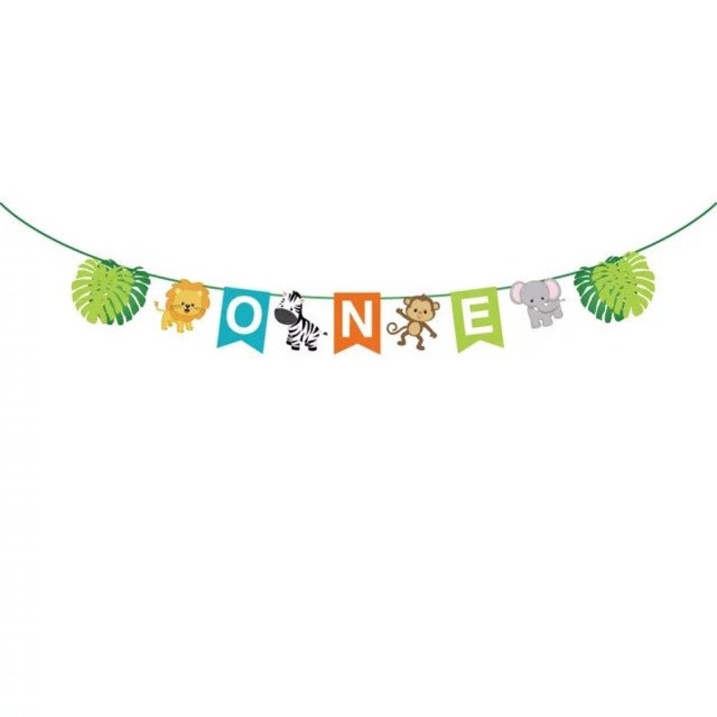 Jungle Safari First Birthday Banner: Zoo Animal Party Decor - Etsy