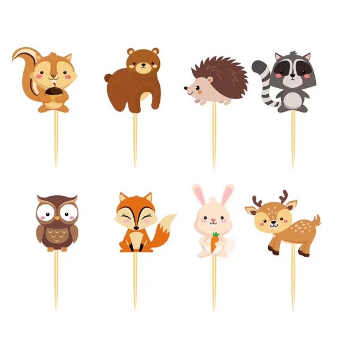 24 PCS Woodland Animal Theme Cupcake Toppers & Wrappersforest | Etsy