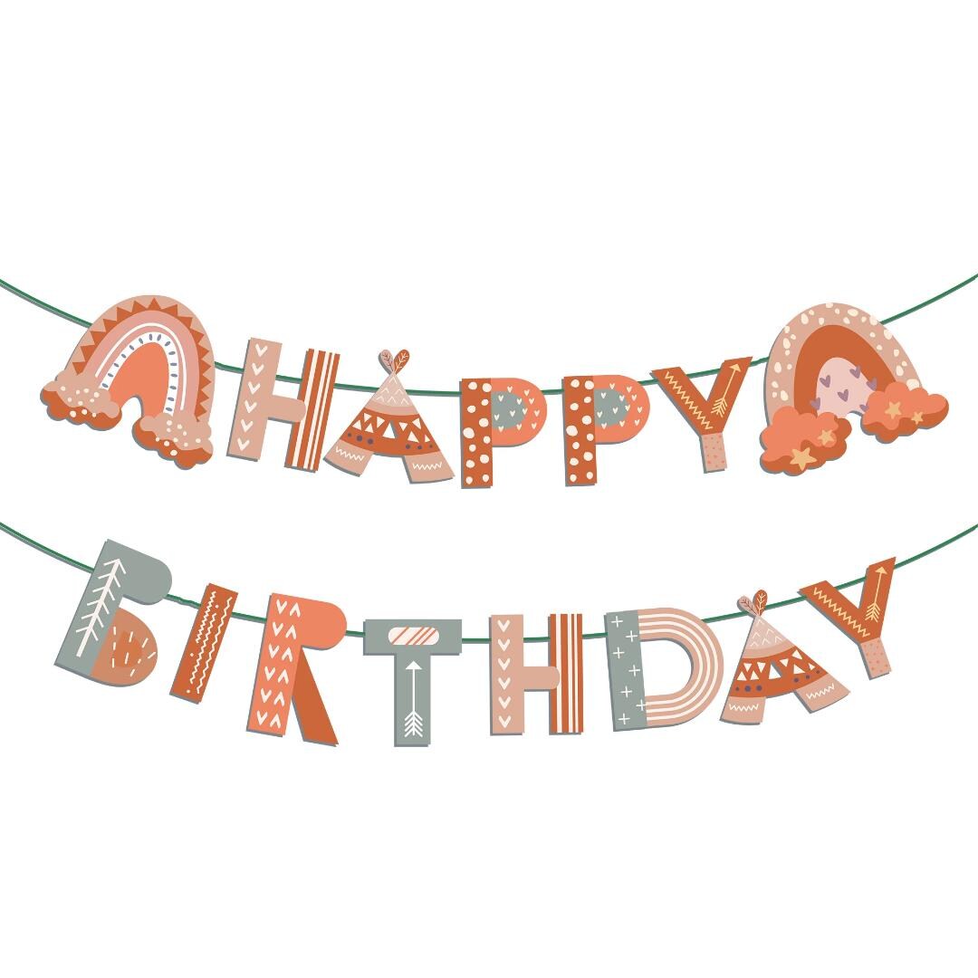 Boho Rainbow Happy Birthday Party Banner,bohemian Birthday Party ...