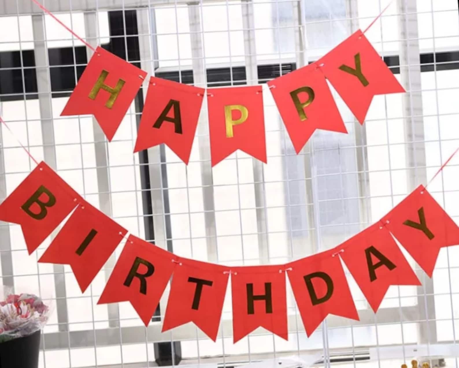 Red Happy Birthday Bunting Banner Red Birthday Decoration - Etsy