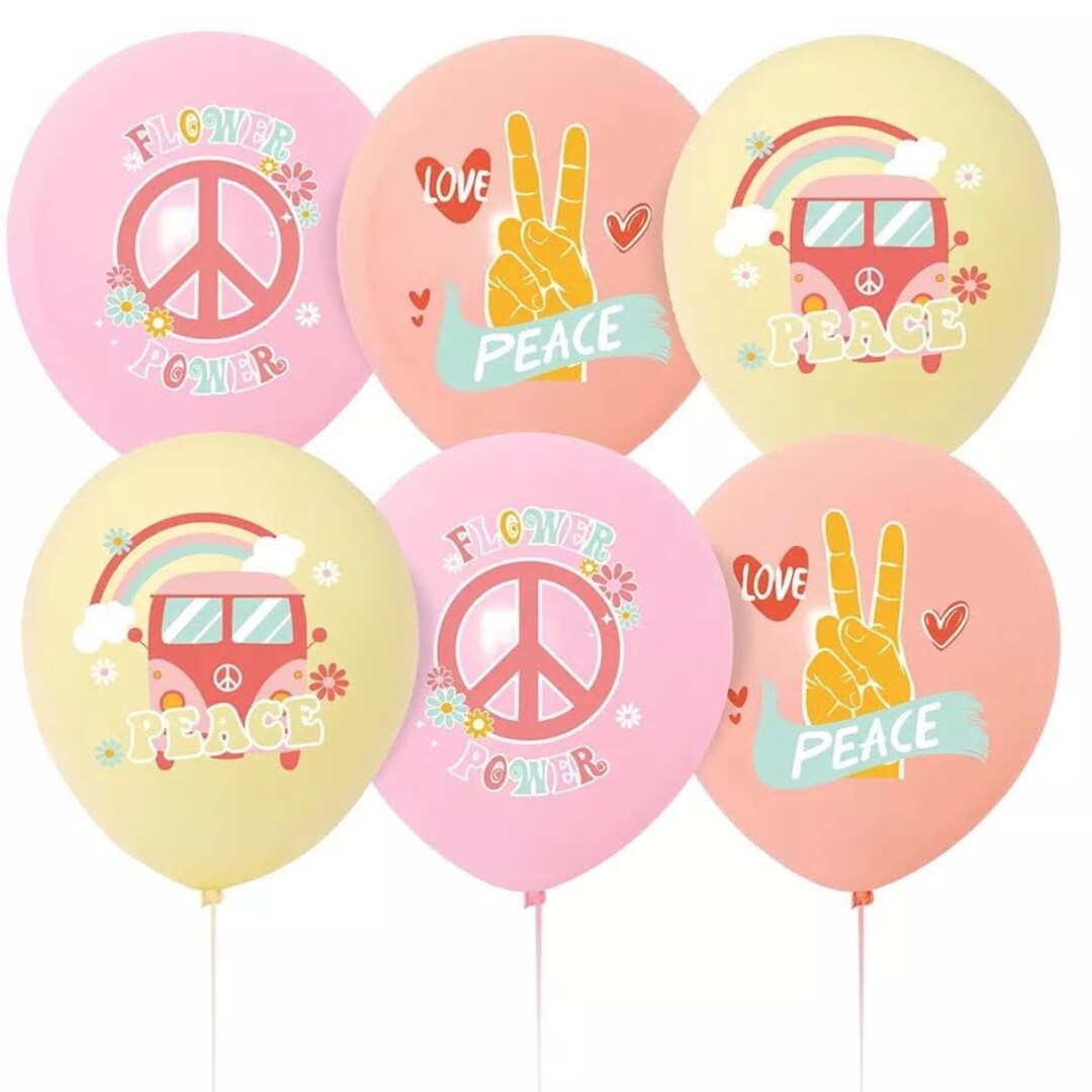 Two Groovy Party Decoration Balloons Retro Rainbow Hippie Party ...