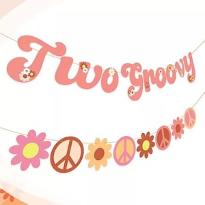 Two Groovy Party Garland Banner Photo Booth Backdrop Garland Retro ...