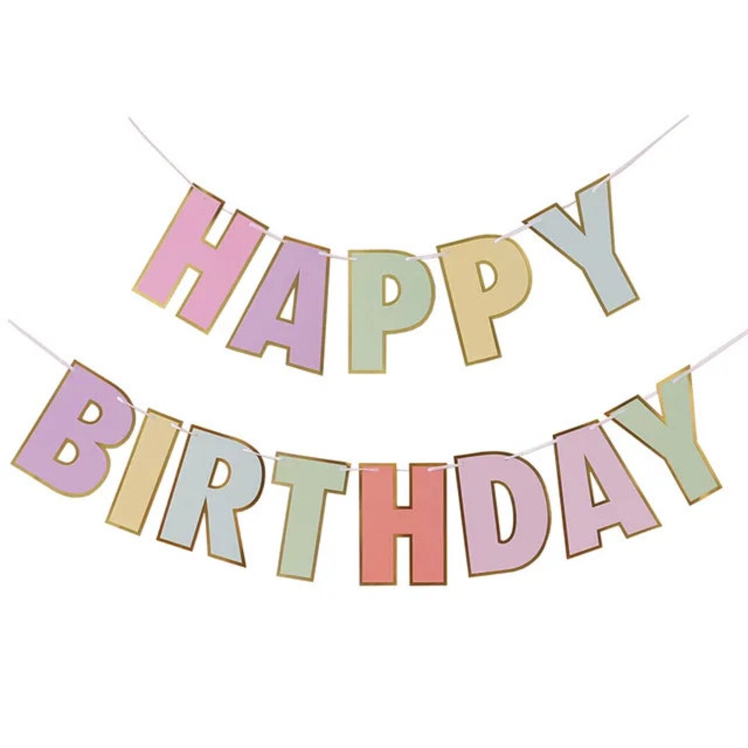 Pastel Happy Birthday Banner: Rainbow Party Backdrop - Etsy