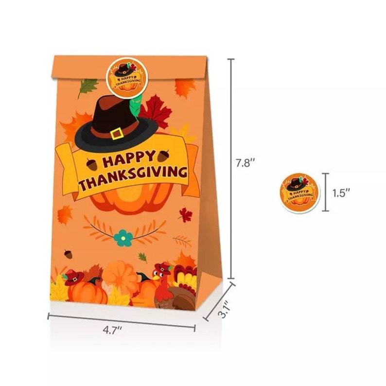 Thanksgiving Party Favor Treat Bags With Stickersfall Autumn - Etsy