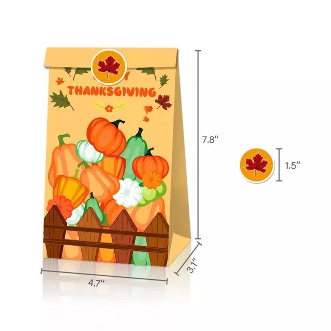 Thanksgiving Party Favor Treat Bags With Stickersfall Autumn - Etsy