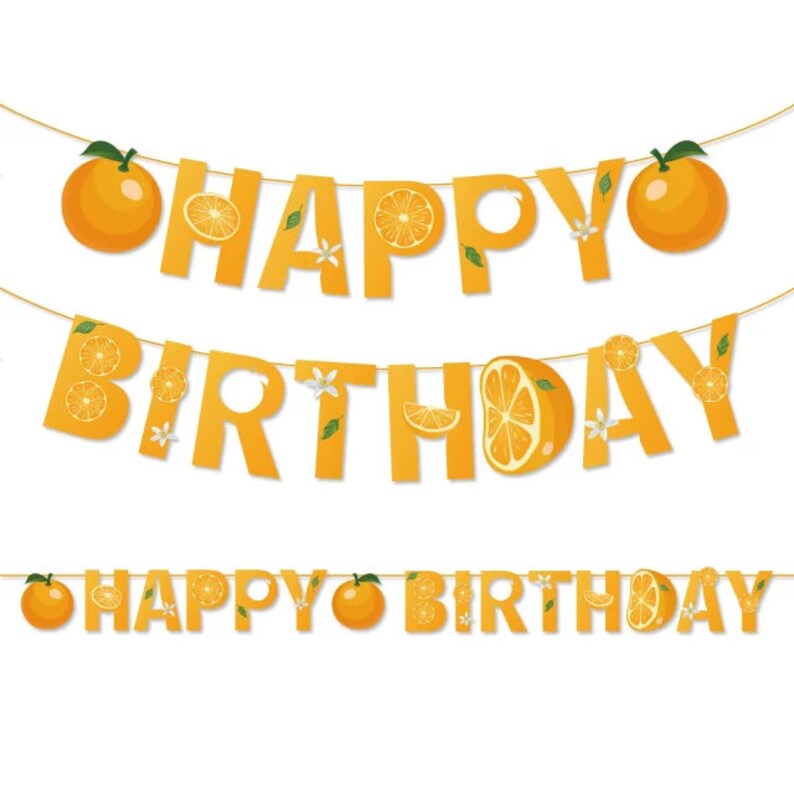 Orange Citrus Happy Birthday Banner Little Cutie Theme - Etsy