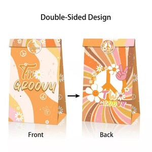 Two Groovy Party Favors Treat Bags Hippie Daisy Retro Goodie Candy Gift ...