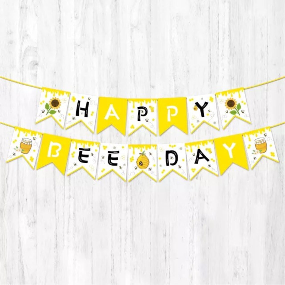 Happy Bee Day Garland Banner, Bee Day Birthday Decorations,sunflower ...