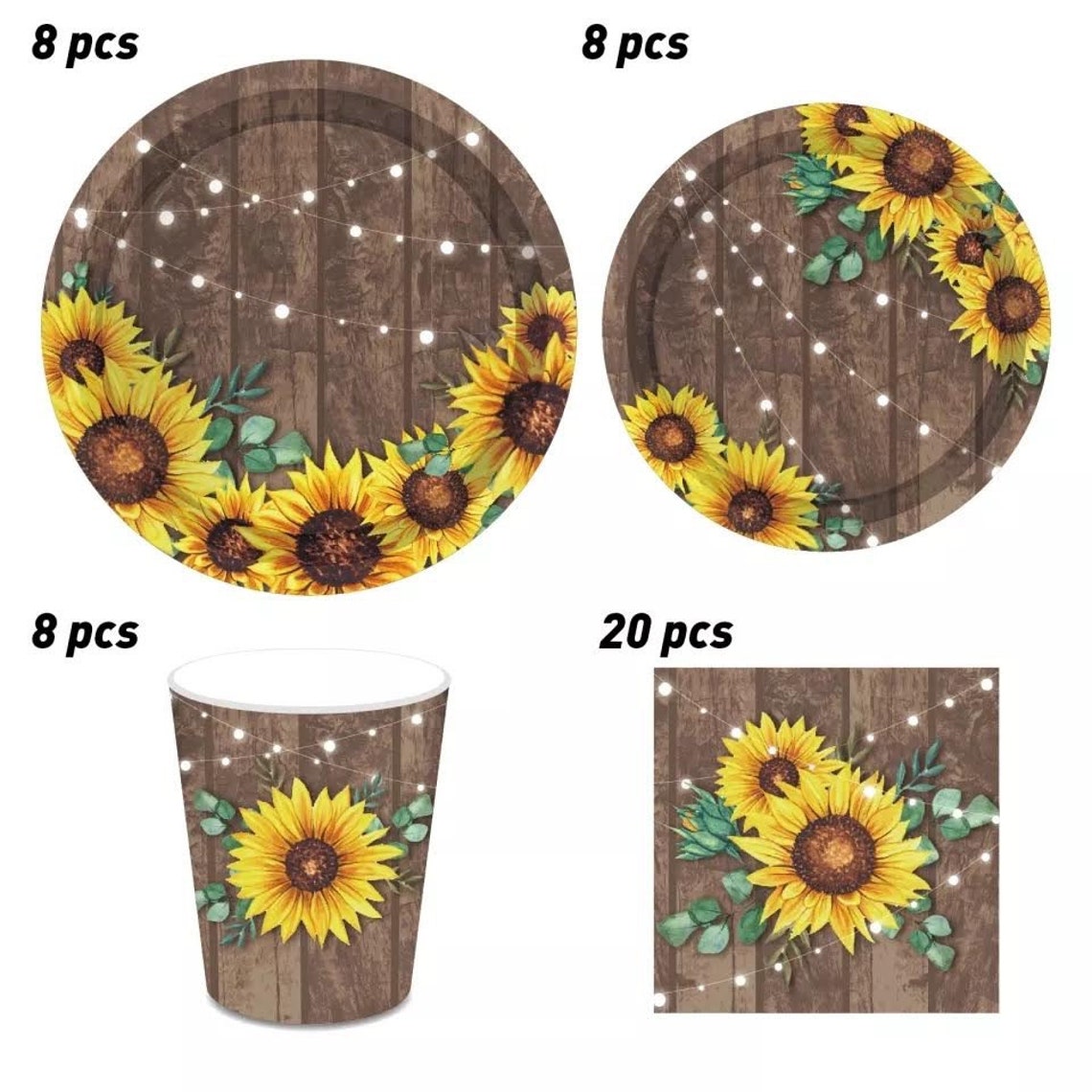 Sunflowers Theme Tableware Set Sunflower Plates Cups & - Etsy