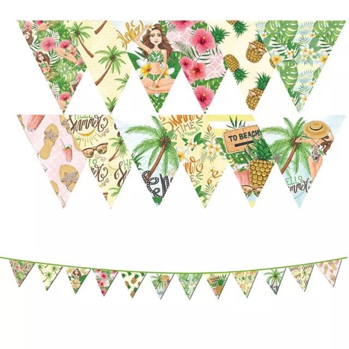 Hawaiian Theme Party Garland Banner Tropical Beach Party - Etsy