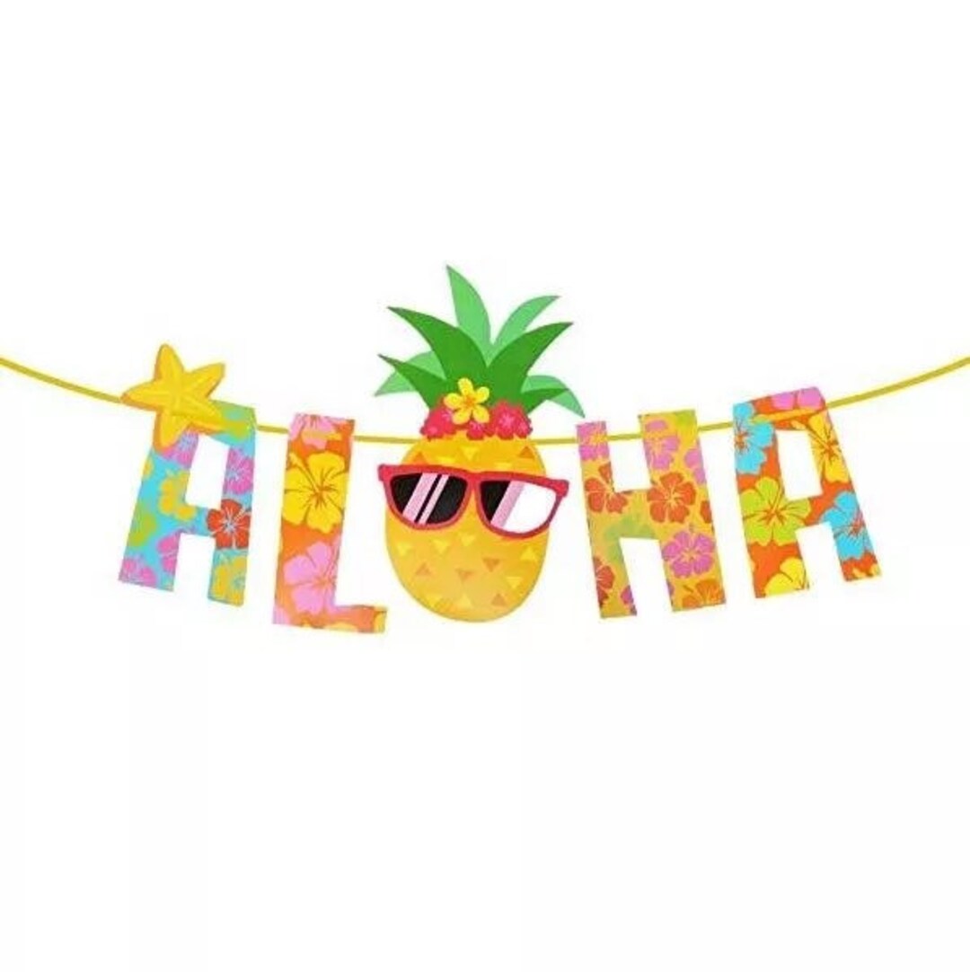 Hawaiian Aloha Party Garland Banner, Hawaiian Beach Party Decoration ...