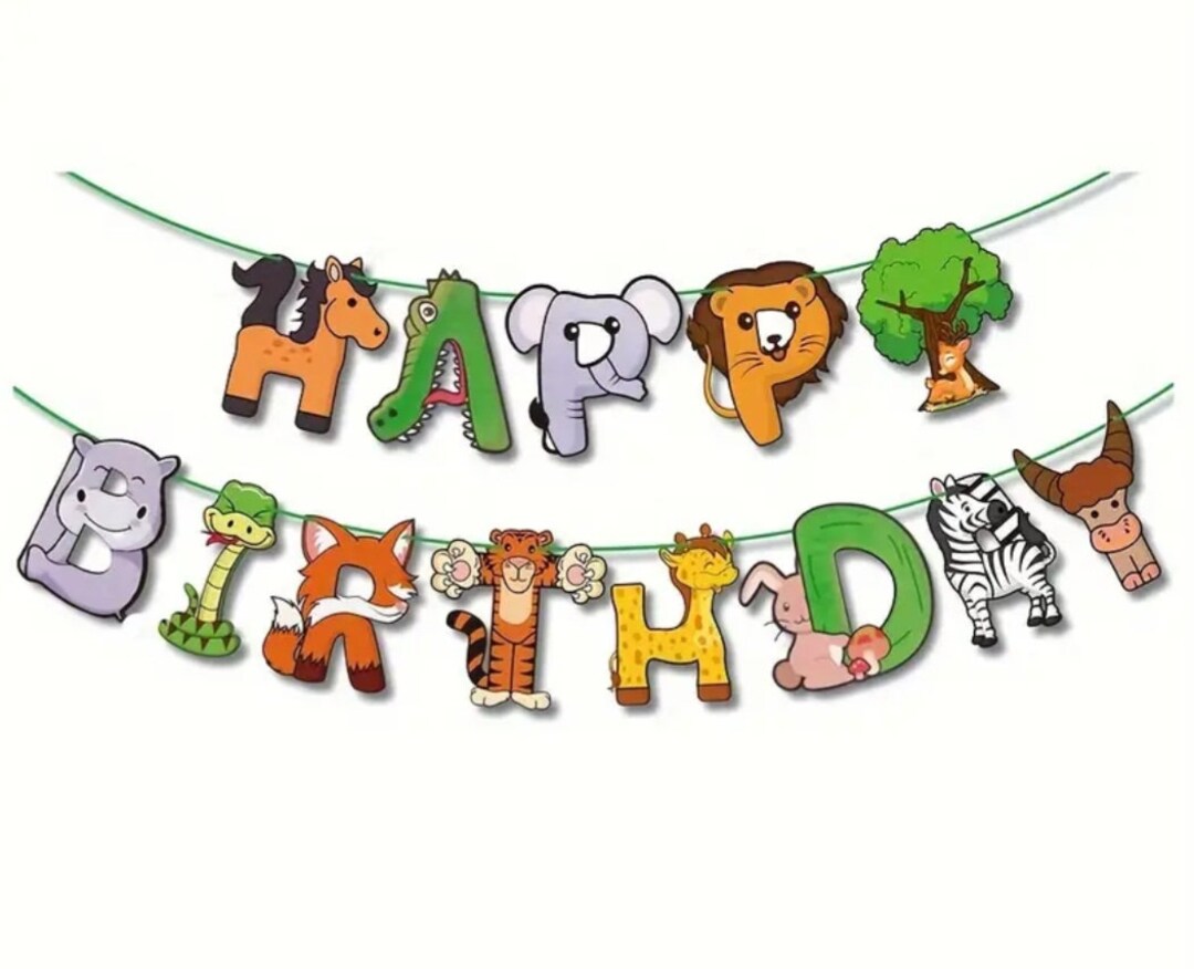 Jungle Animal Birthday Banner,safari Birthday Decorations,wild One ...