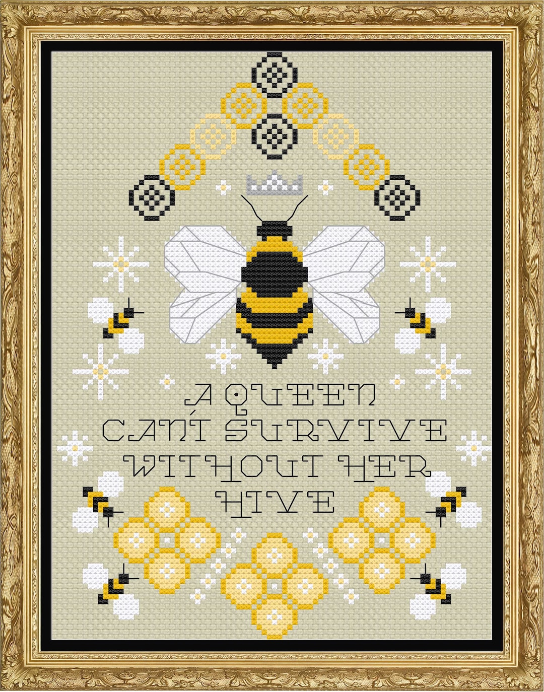 Queen Bee - Digital Cross Stitch Pattern - Etsy
