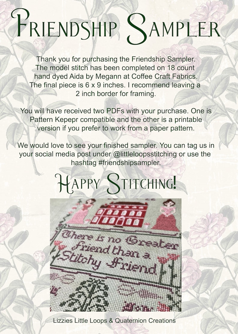 Friendship Sampler Cross Stitch Pattern Digital Pattern With - Etsy