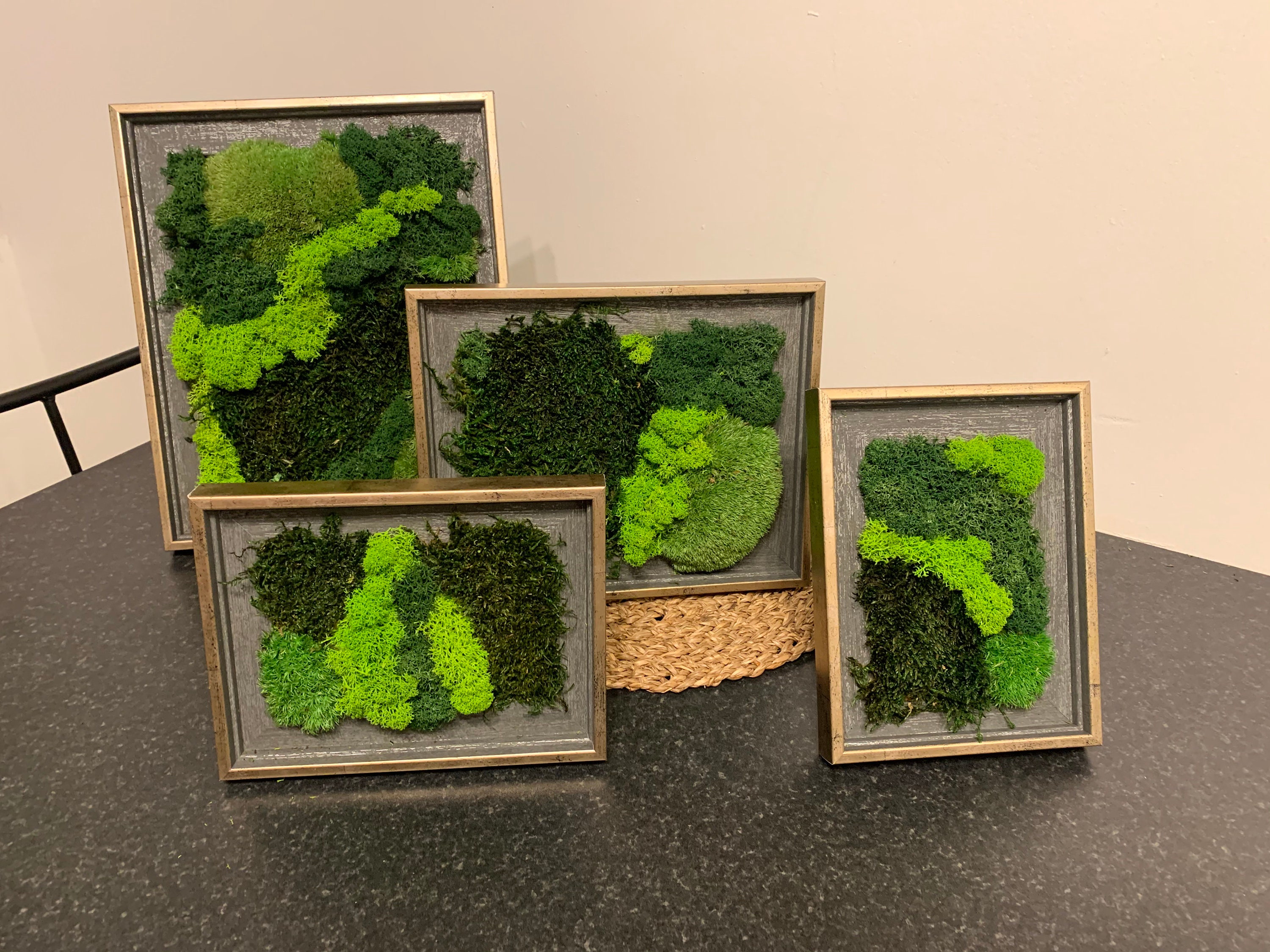 Moss Art: Rustic Woodland Golden Frame With Stabilised Moss - Etsy UK