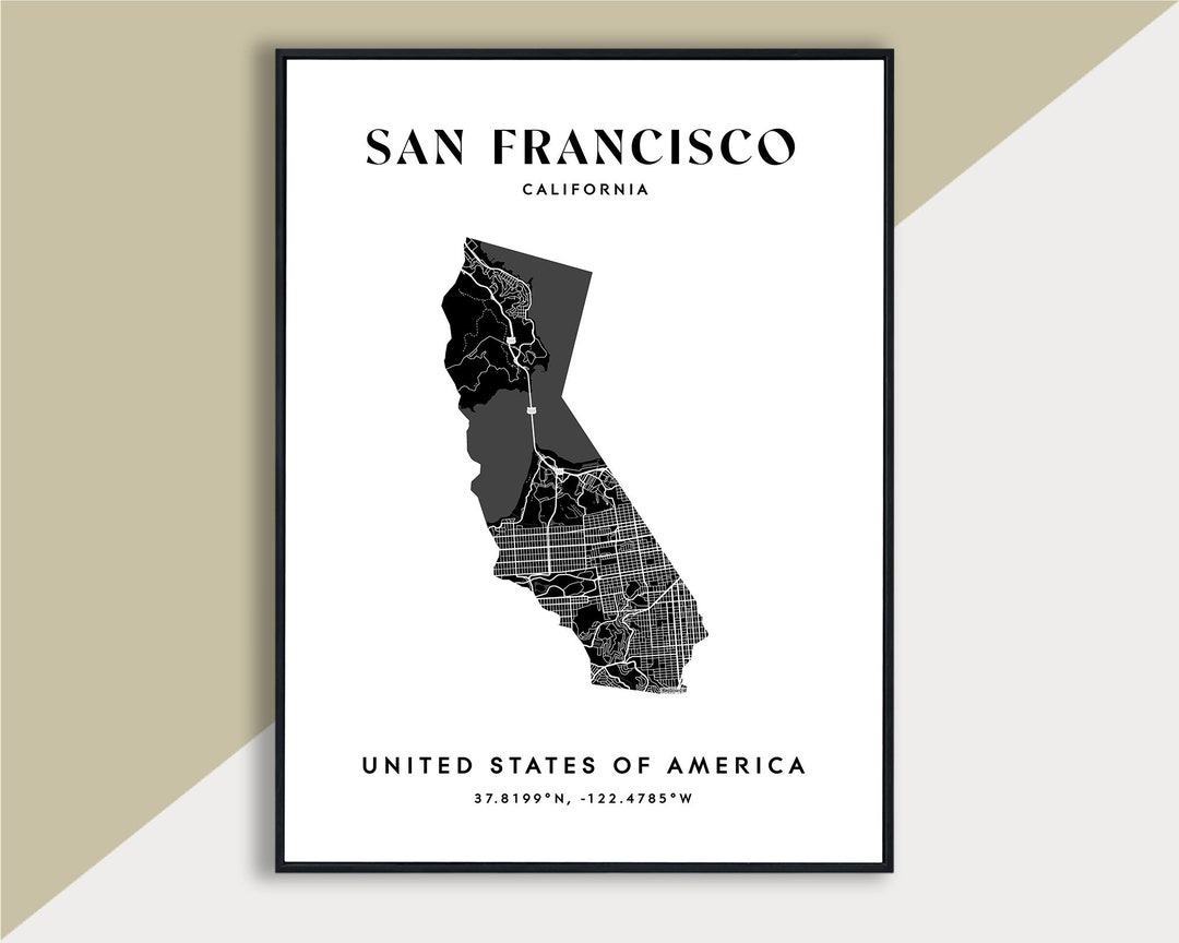 San Francisco Map Travel Poster Map of San Francisco, Large Maps, Map ...