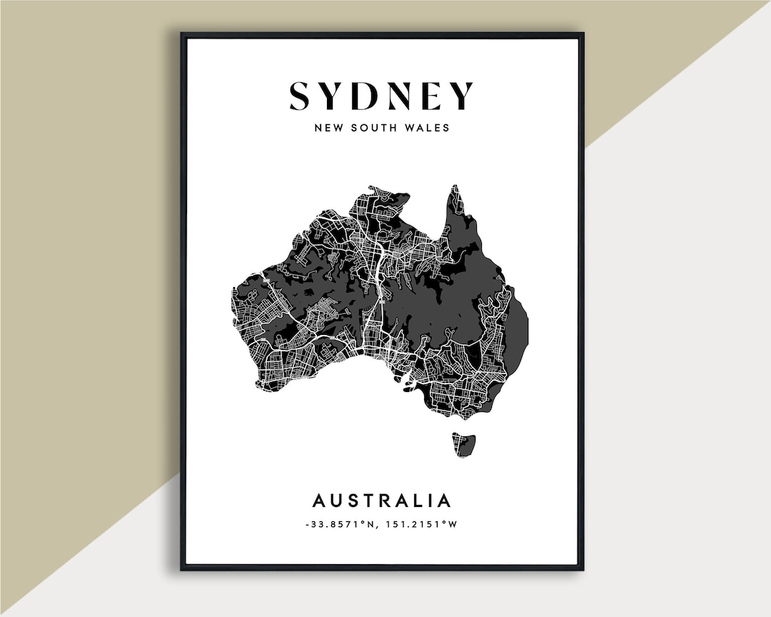Sydney Australia Mapa Imprimir / Mapa de Australia, Mapa de Sídney, Mapa de Sídney, Impresión De ...