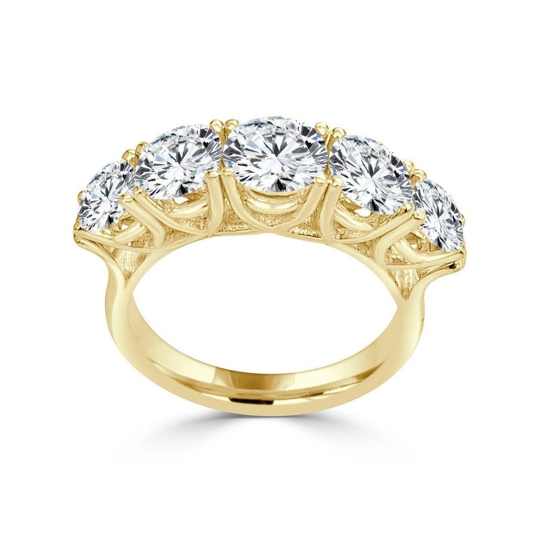 5 Diamond Row Ring,14k Engagement Ring,wedding Ring,3.26 Carat Real ...