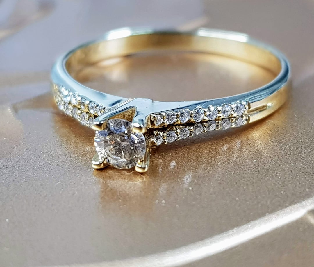 0.40 Ct Diamond Ring14k Gold Engagement Ring Real - Etsy