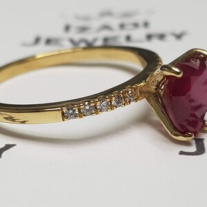 Red Heart Shape Ruby Crystal Ring, Red Ruby Ring, Sapphire Gem Ring ...